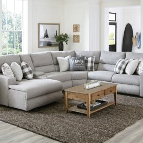 Rockport 6pc. Gray Power Reclining Sectional w LAF Chaise Evansville Overstock Warehouse