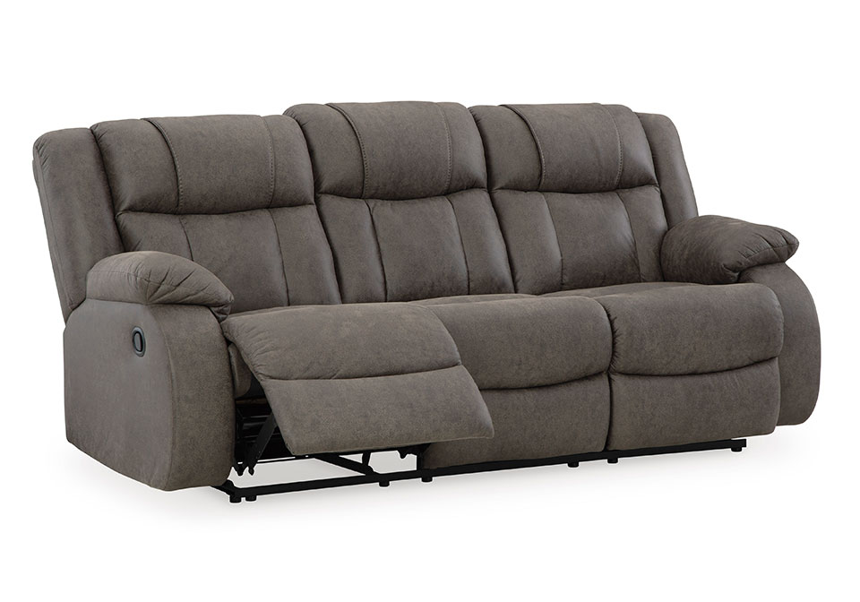 First Base Gunmetal Reclining Sofa - Evansville Overstock Warehouse