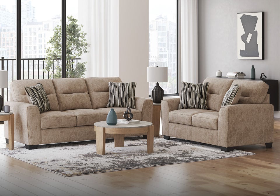 Olten Mocha Ivory Sofa Set - Evansville Overstock Warehouse