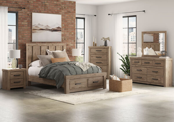 Oliandon Light Brown Queen Panel Storage Bed Set - Evansville Overstock ...